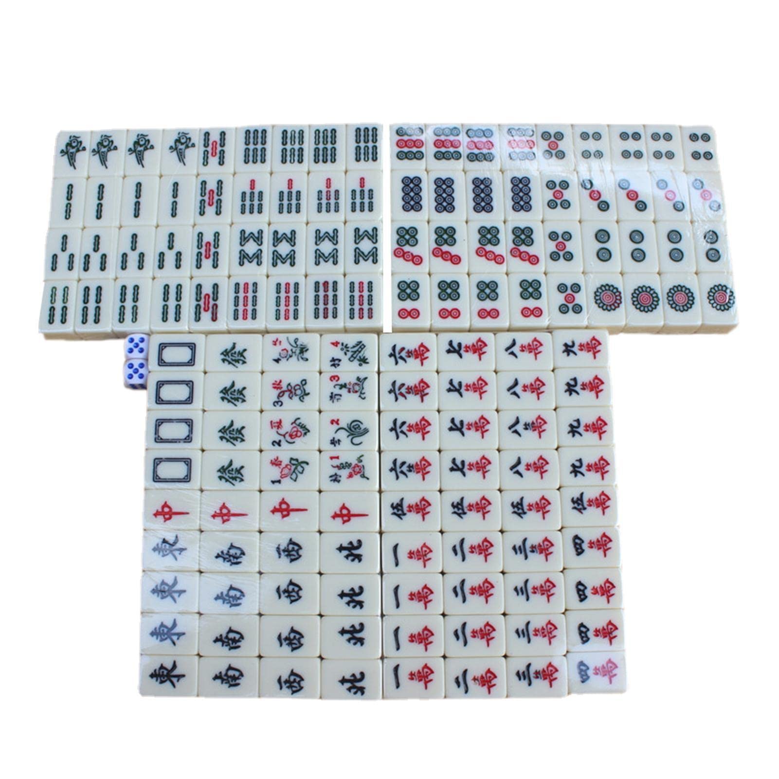 Mahjong Game Set, Chinese Traditional Mah Jong Game Set with 144 Mini Tiles, White Engraved Mini Tiles for Family Gathering Leisure Time