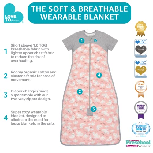 Love to Dream Organic Baby Sleep Bag (6-18 Mo), Super Soft Temp Regulating Sleeping Sack, 1.0TOG All Seasons Wearable Blanket, White