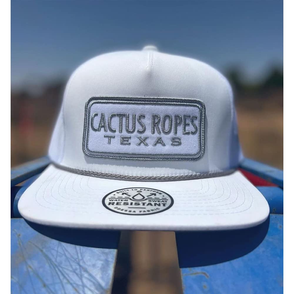 HOOEY CR086 (WSL) Adjustable White and Silver Snapback Trucker Cap w/Cactus Ropes Logo