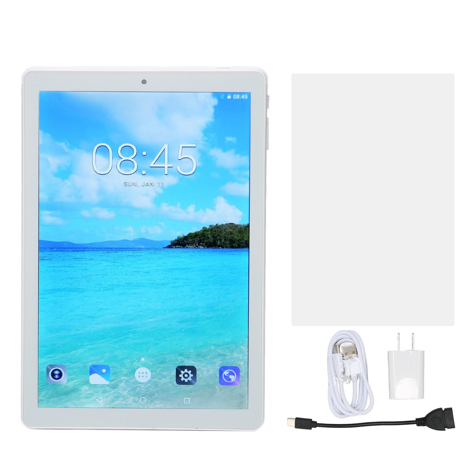 HEEPDD Tablet PC, US Plug 110-240V 10.1 Inch Tablet Front 2MP Rear 8MP 8.1 (Silver)