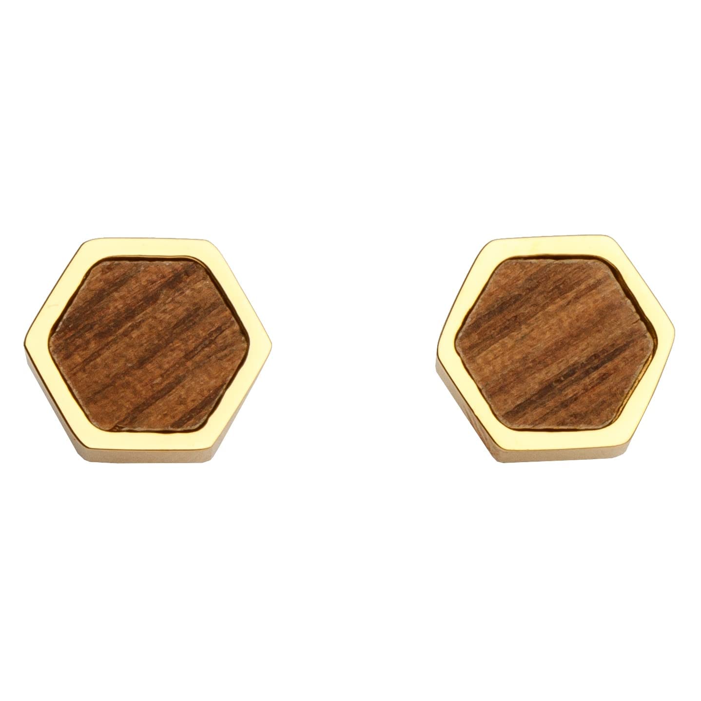 HOLZKERN Facade Composition, 24k Gold Earrings for Women with Unique Walnut Wood