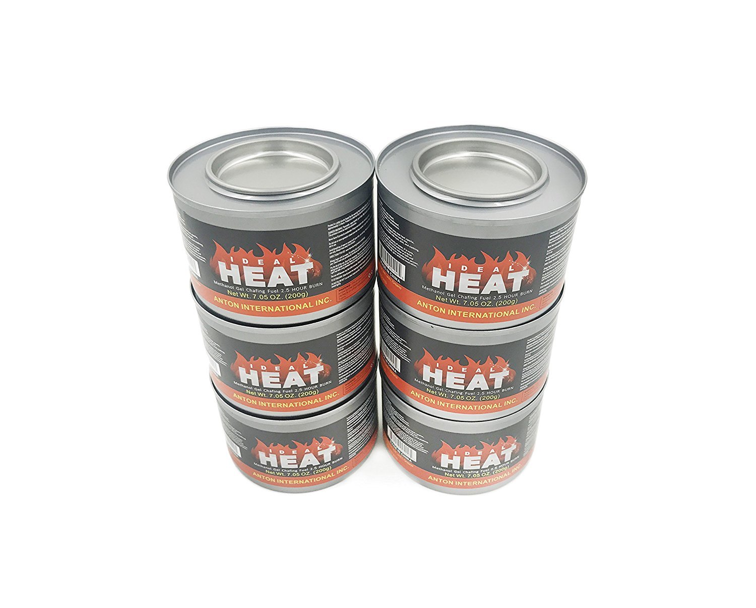 Ideal Heat 2.5 Hour Gel Fuel Methanol Instant Camping Cooking Fuel Chafing Cans (Pack of 6)