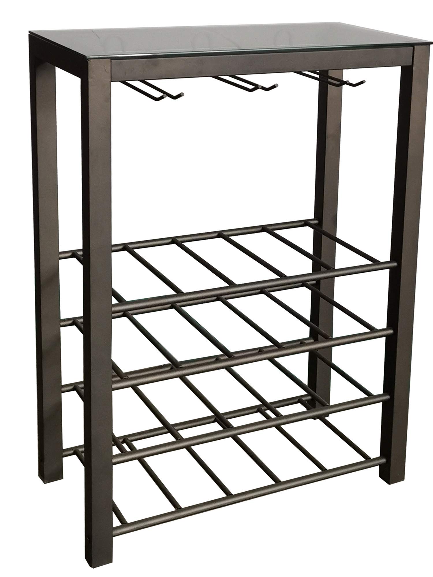 Kings Brand Furniture β Freestanding Floor Wine Rack Storage Table - Hold 20 Bottles with Glasses Holder