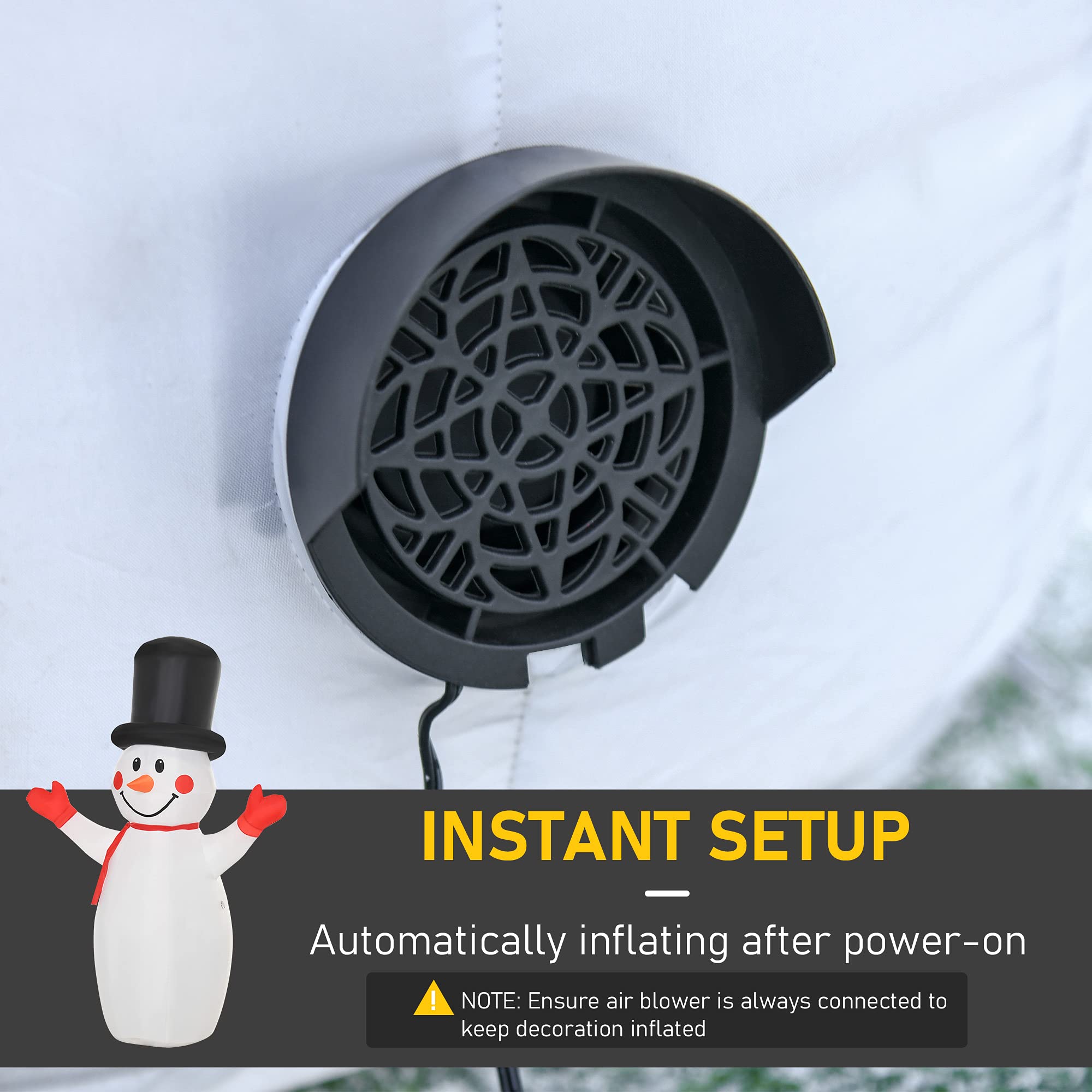 HOMCOM 6ft Christmas Inflatables Outdoor Decorations Glowing Snowman, Blow-Up Yard Christmas Decor with LED Lights Display