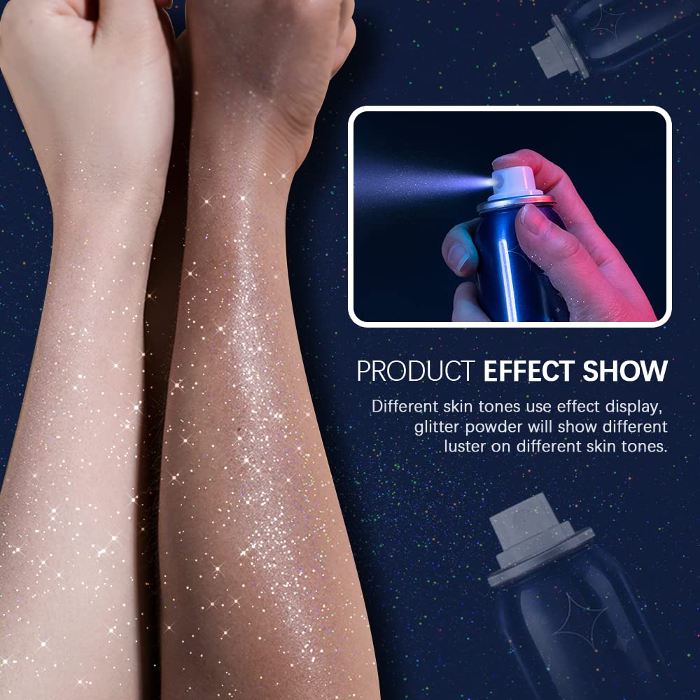 Ibccndc Glitter Spray Shimmer Silver Glitter Hairspray for Women Tiktok, Hair and Body Glitter Spray
