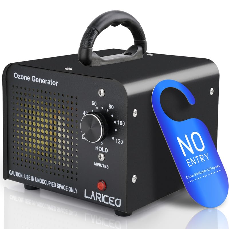LARICEO 30000mg/h Ozone Generator - Powerful Commercial Ozone Machine for Home, Car, and More - Effectively Eliminate Odors, Smoke, and Pet Odors with High Capacity (Black)