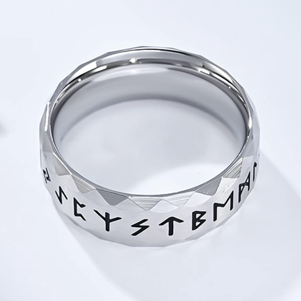 Jude Jewelers 8mm Stainless Steel Norse Pirate Biker Nordic Trinity Runic Pagan Vikings Celtic Wedding Band Ring (Silver, 7)