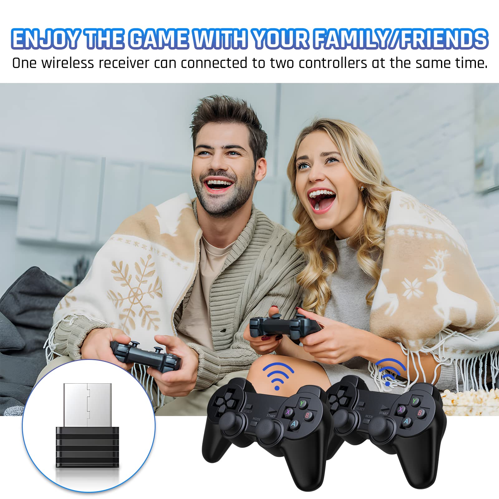 Kinhank Super Console X2 Built-in 82,000+ Classic Games,64G Retro Gaming Consoles Compatible with 60+ emulators, S902X2 Chip, Android TV 9.0&Emuelec 4.5 Systems in One, 2 Controllers