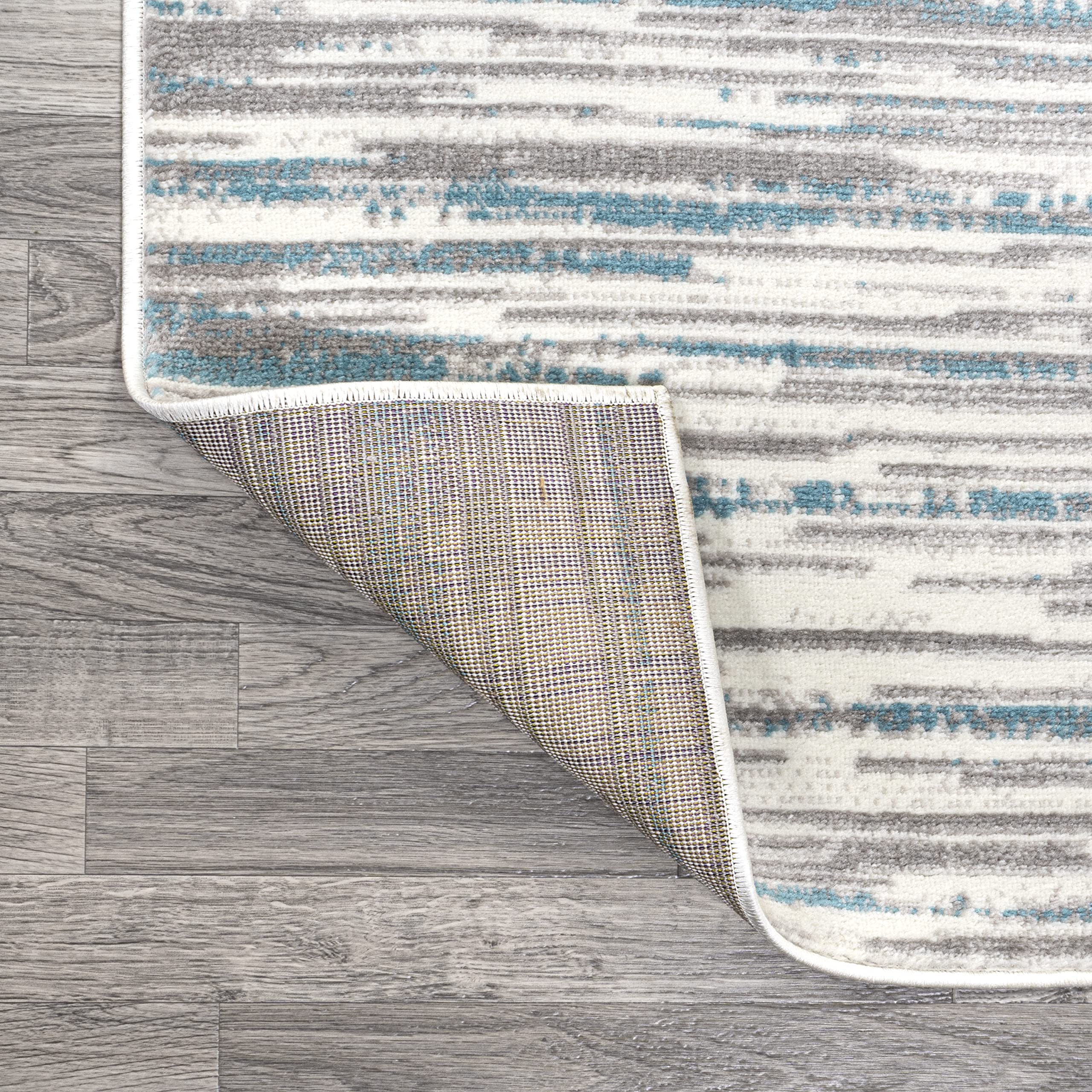 JONATHAN Y LUX106A-3 Speer Abstract Linear Stripe Indoor Area -Rug, Contemporary, Rustic, Coastal Easy -Cleaning,Bedroom,Kitchen,Living Room,Non Shedding, Gray/Blue, 3 X 5