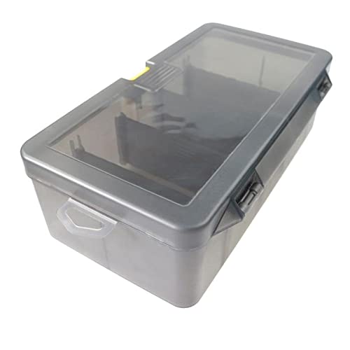 JKUYWX Dual Layer Fishing Tackle Box Plastic Portable Lures Bait Storage Case Cover Organizer Container Accessories