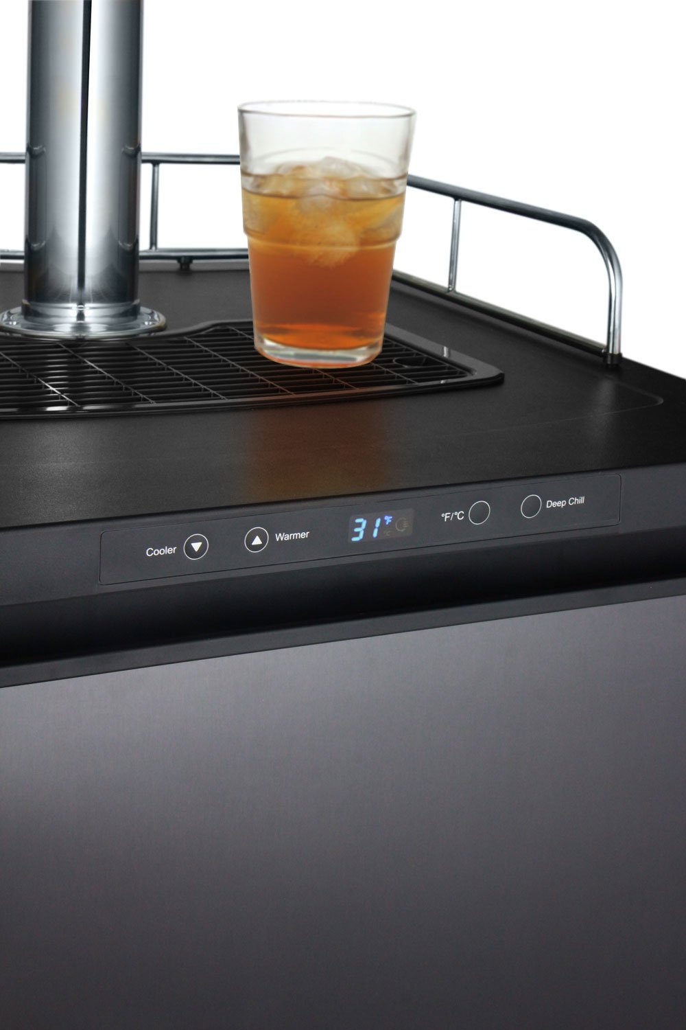 Kegco KOM30X-3 Keg Dispenser, 3-Faucet, Black Stainless Steel