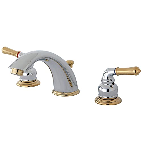 Kingston Brass KB964 Magellan Widespread Bathroom Faucet, 8-Inch Adjustable Center, Polished Chrome/Polished Brass