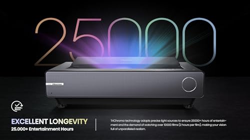 Hisense PX2-PRO Trichroma Ultra Short Throw Home Theater Projector, 90"-130", 4K UHD, Dolby Vision & Atmos, HDR10, 2400 ANSI Lumens, Google TV, Netflix