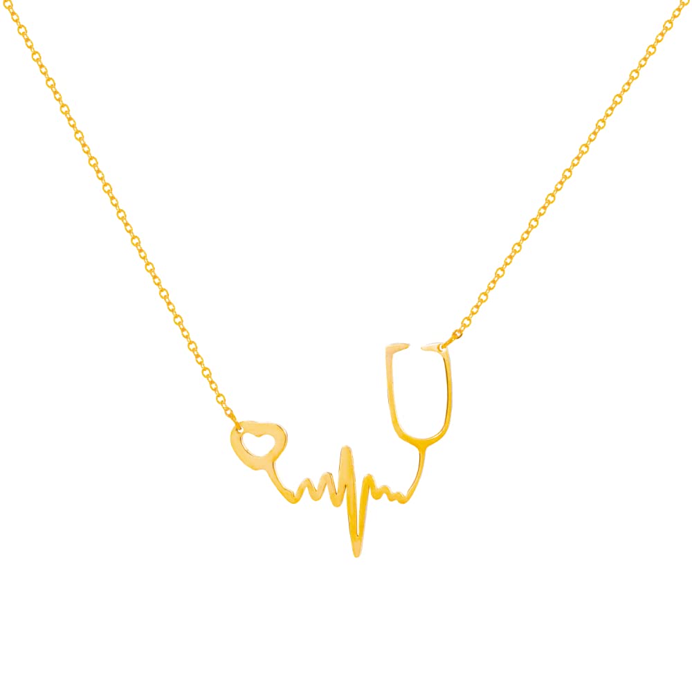 MAJORWARAP Nurse Stethoscope Heartbeat Necklace for Women Heart Stethoscope Pendant Doctor Nurse Medical Graduation Jewelry Gift (Gold)