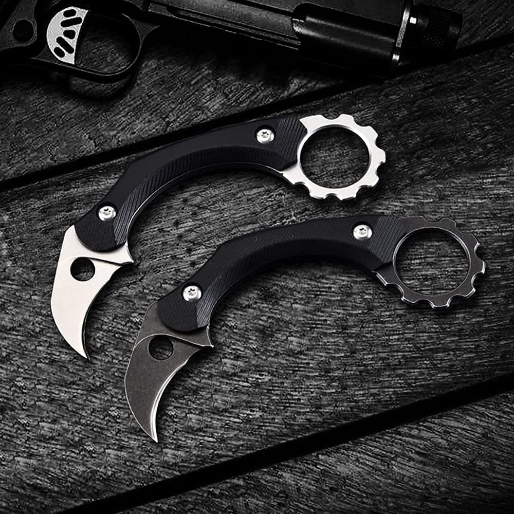 Gtkii Gtk105 Claw Knife, High Hardness D2 Steel Blade+Non-Slip G10 Handle Fixed Blade Knife with Kydex Sheath Solid Cool Strong Fixed Knife for Outdoor Camping Hiking EDC Tool(Black)