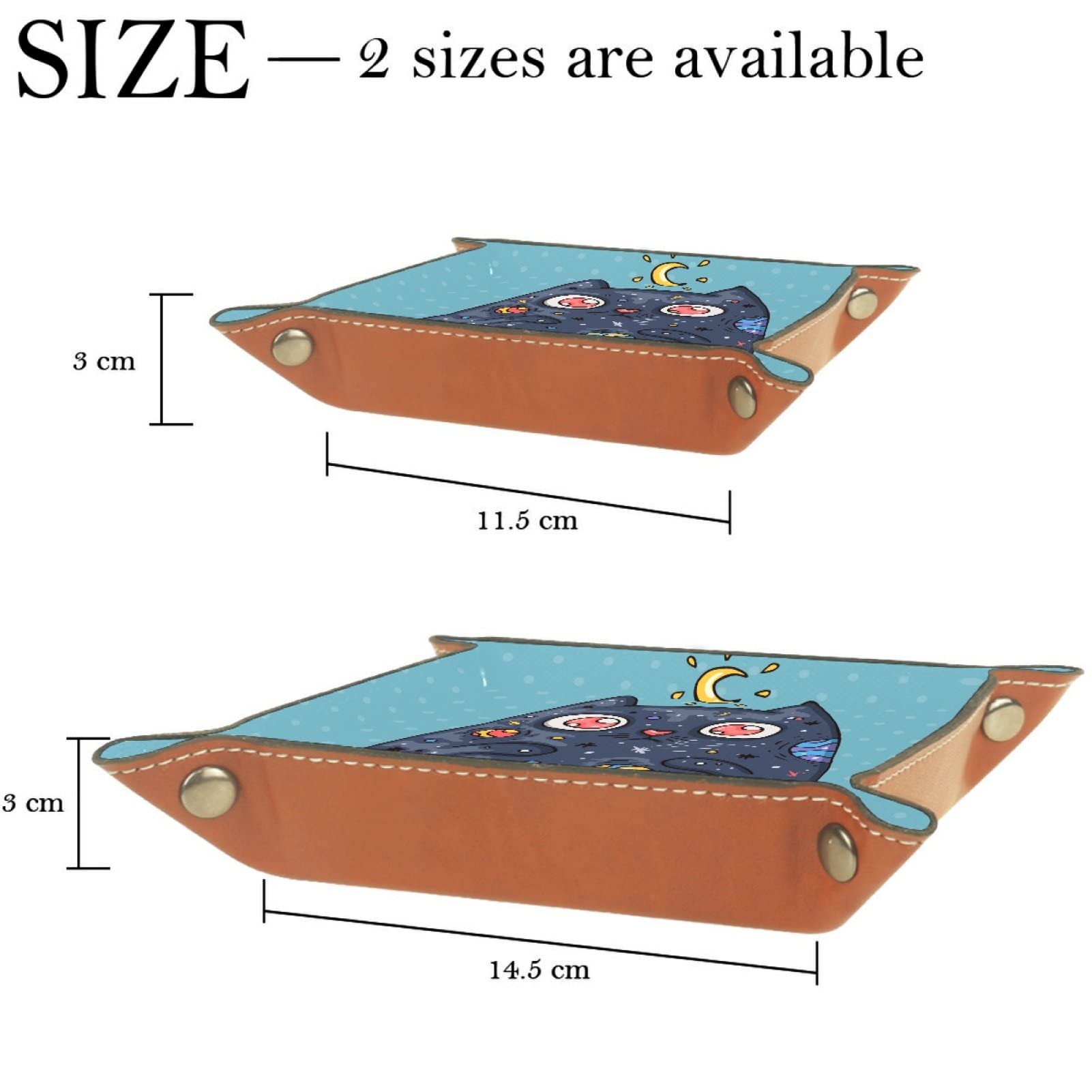 Ianllsta Dice Tray Dice Rolling Tray Holder Storage Box for RPG DND Table Games, Folding PU Leather Cute Blue cat,8.1x8.1in