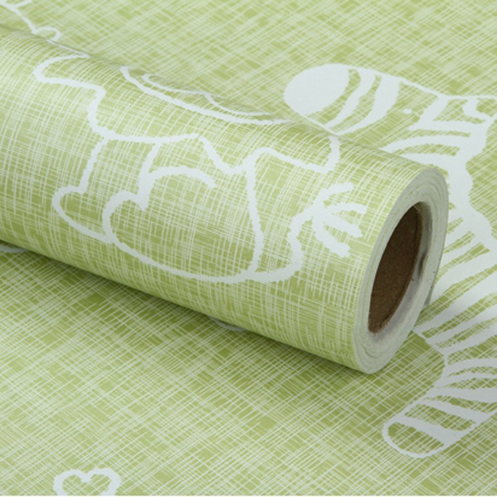 HOYOYO 17.8 x 78 Inches Shelf Liner Paper, Self-Adhesive Shelf Liner Dresser Drawer Paper Wall Sticket Home Decoration Green Rabbit