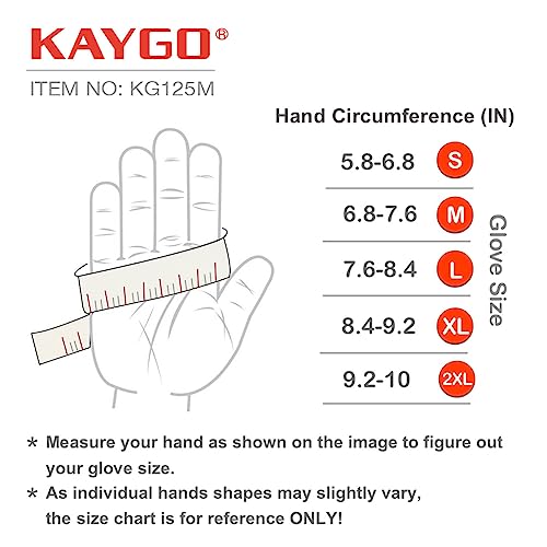KAYGO Work Gloves For Men, KG125M Mechanic Utility Work Gloves for All Purpose, Excellent Grip, Heavy Duty, Improved Dexterity, Touch Screen,Medium