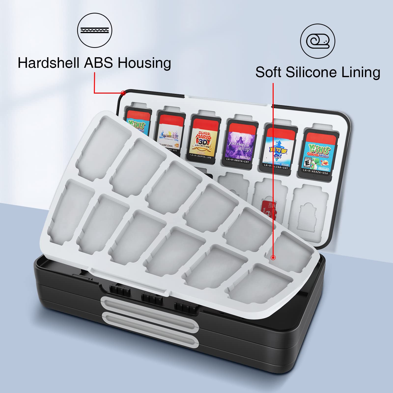 HEIYING Game Card Case for Nintendo Switch and Switch OLED,Customized Pattern Nintendo Switch Lite Game Card Storage Case with 72 Game Card Slots and 24 Micro SD Card Slots.