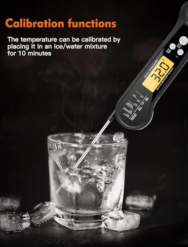 JOYHILL Meat Thermometer Digital for Cooking, Instant Read Meat Thermometer with Foldable Probe, Backlight, Calibration, Magnet, Waterproof Probe Food Thermometer for BBQ, Grill, Deep Frying, Kitchen
