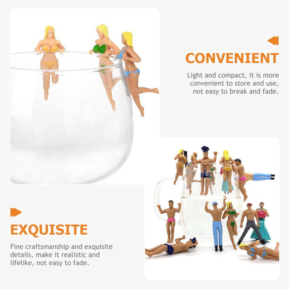 Kisangel 8pcs Miniature Wine Glass Markers Drinking Cup Markers Figures People Edges Doll for Wine Glass Drink Marker