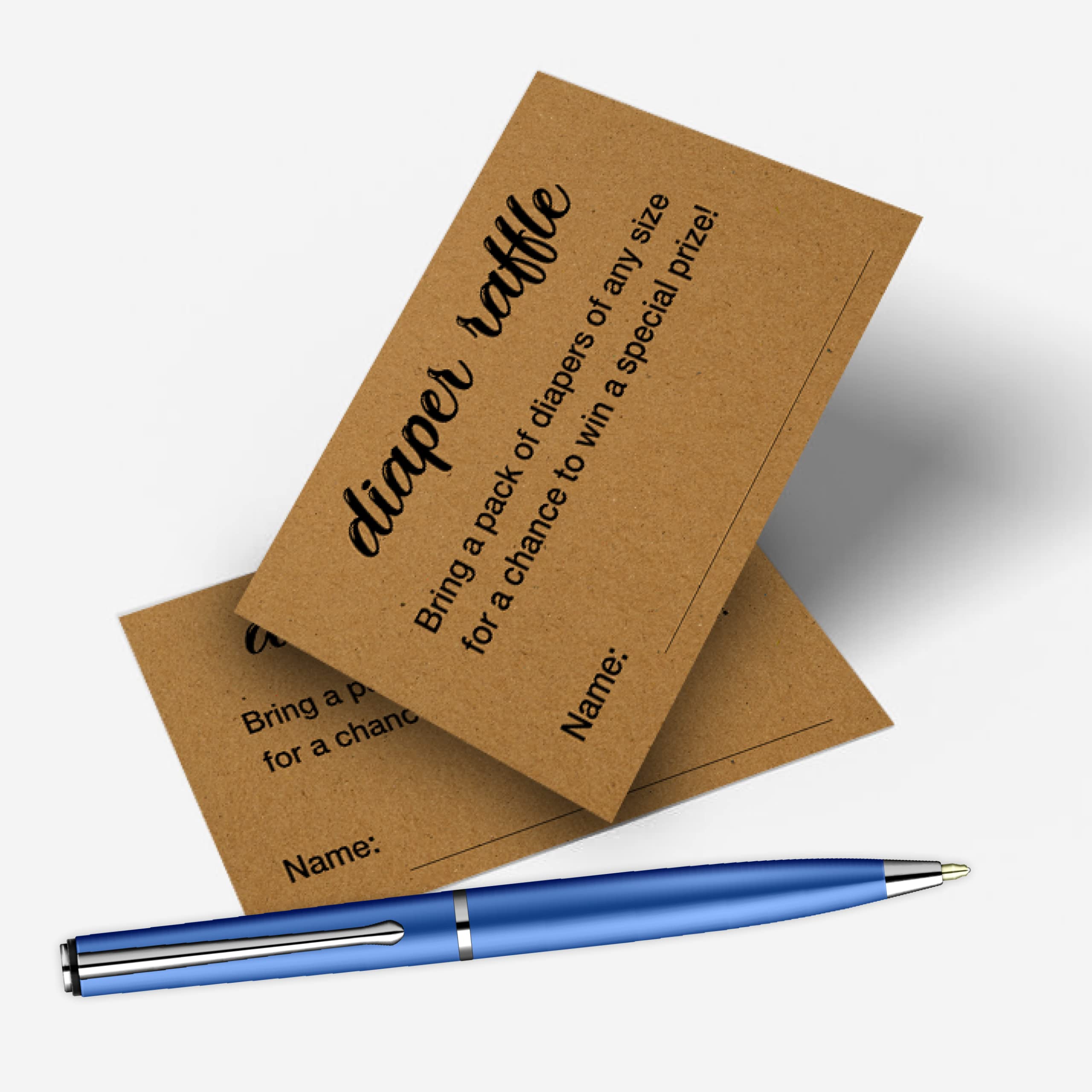 Kraft Baby Shower Invitation Inserts, 50-Pack Baby Shower Cards, 3.5 x 2 Inches (Diaper Raffle)