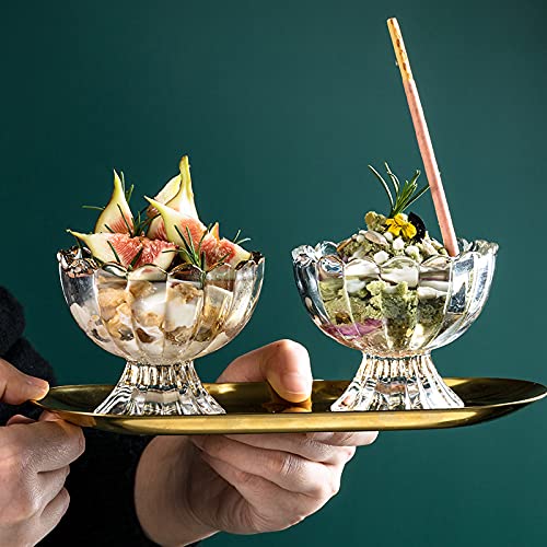 Ice Cream Bowl Glass Dessert Cup Small Cute Footed Clear Glass Ice Cream Cups with Phnom Penh Perfect for Ice Cream Dessert Smoothie Milkshake Fruit Salad,5oz