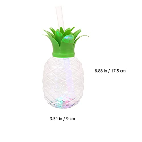 LED Light Up Pineapple Cups:3pcs Pineapple Drink Cups with Straws Luau Party Decorations Hawaiian Luau Tiki and Beach Theme Party Decorations for Kids and Adults