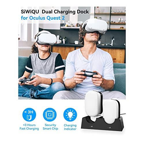 Jopwkuin VR Charging Base, Smart Chip Avoid Power Failures Save Space VR Dual Charging Dock with Sticker for Games