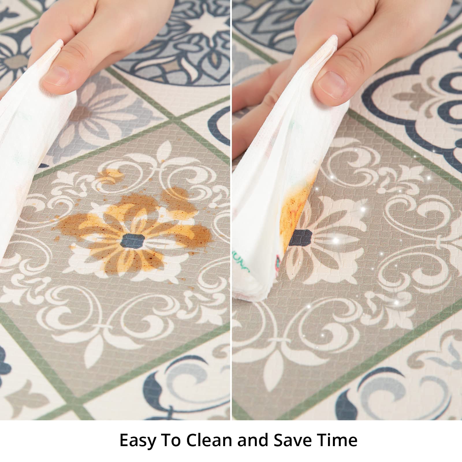 Jabogrii Kitchen Rugs 2 Piece Anti-Fatigue Kitchen Mats Set, Cushioned Comfort Floor Mat PVC Non Slip Waterproof Runner Rug for Kitchen, Standing, Office, Sink 17.5"×30"+17.5"×59"
