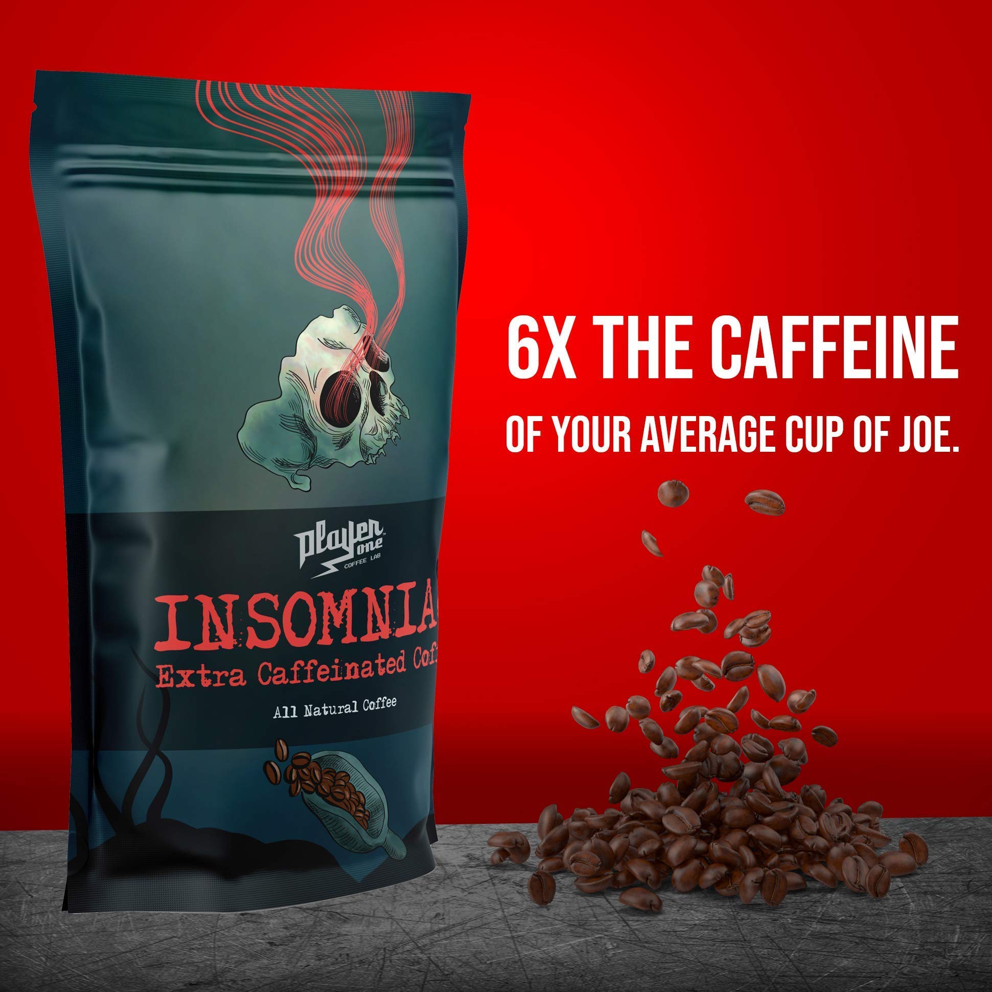 Insomniac Extra Caffeine Coffee, The Strongest Coffee In The World, 6x More Caffeine, 12oz (Ground)