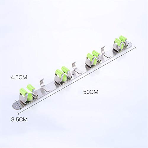 IHIPPO Broom Mop Holder Broom Mop Holder Wall Mount Stainless Steel Tool Hanger Organizer for Home Kitchen Garden Garage Laundry Organization and Storage 4 Racks 3 Hooks for Toilet Garage
