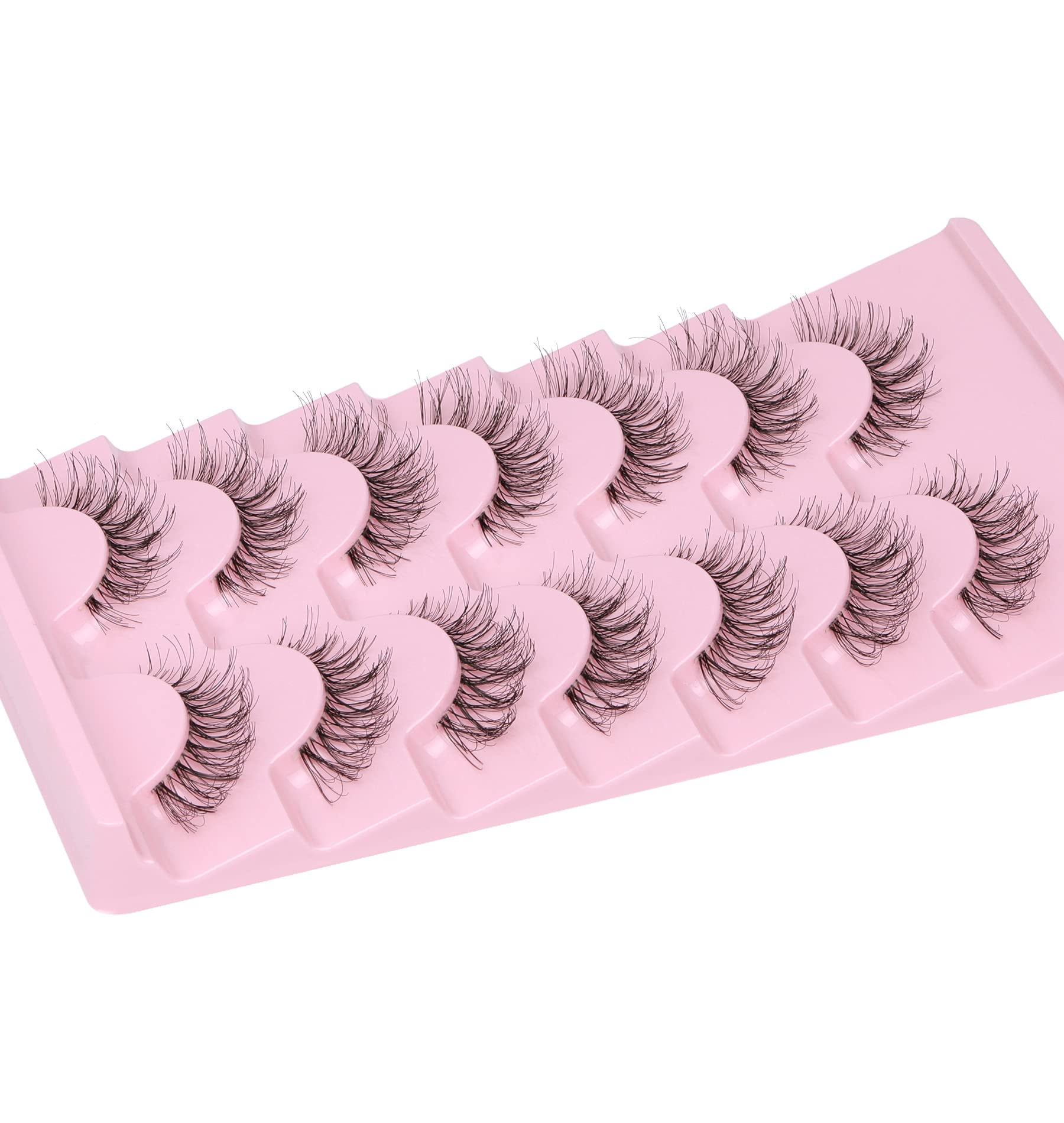 Lashes Wispy Natural Look Cat eye Fluffy Electric False Eyelashes Lvmixwig Clear Band Faux Mink EyeLashes Handmade Reusable Ruffle Silk Lashes Pack