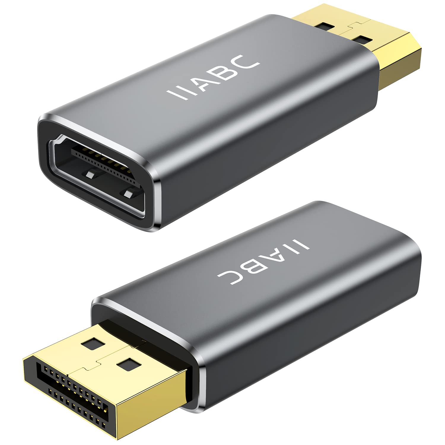 IIABC Displayport to HDMI Adapter (2Pack) 4K 24K Gold Plated Displayport DP to HDMI Female Converter,Uni-Directional Display Port to HDMI Converter Compatible for Lenovo, HP, Dell &More- Grey