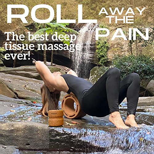 Inviguri Roller Yoga Wheel for Back & Neck Pain, with Spinal Groove. Medium to Deep Pressure for Heavy Duty Foam Rolling. Made from Natural Cork.