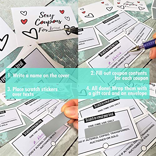 Love Coupons, Valentines Coupon book, Custom Scratch off Coupon Gifts for Him, Her, Boyfriend, Girlfriend or Couples