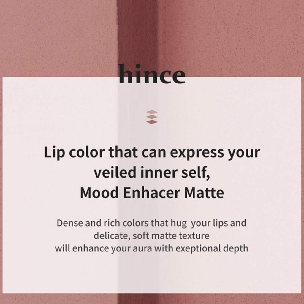 HINCE Mood Enhancer Matte 3.5g - Soft Matte Velvet Lipstick with Rich Color, Flake-Free, Slim Fitting Texture, Dense and Sensuous Mood Enhancing Color Spectrum (True Imagine)