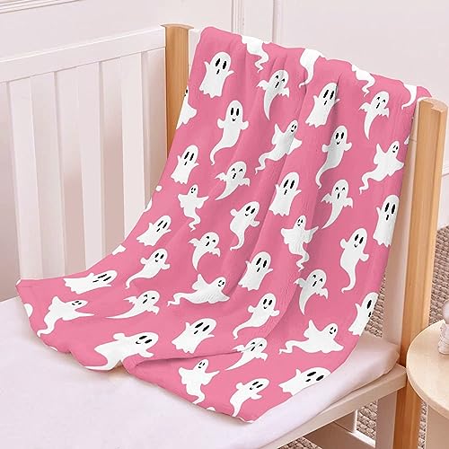 Pink Ghosts Blanket for Girls Women Kids Fleece Lightweight Throws Blanket Spooky for Boys Soft Flannel Blankets Decorations-30 x40