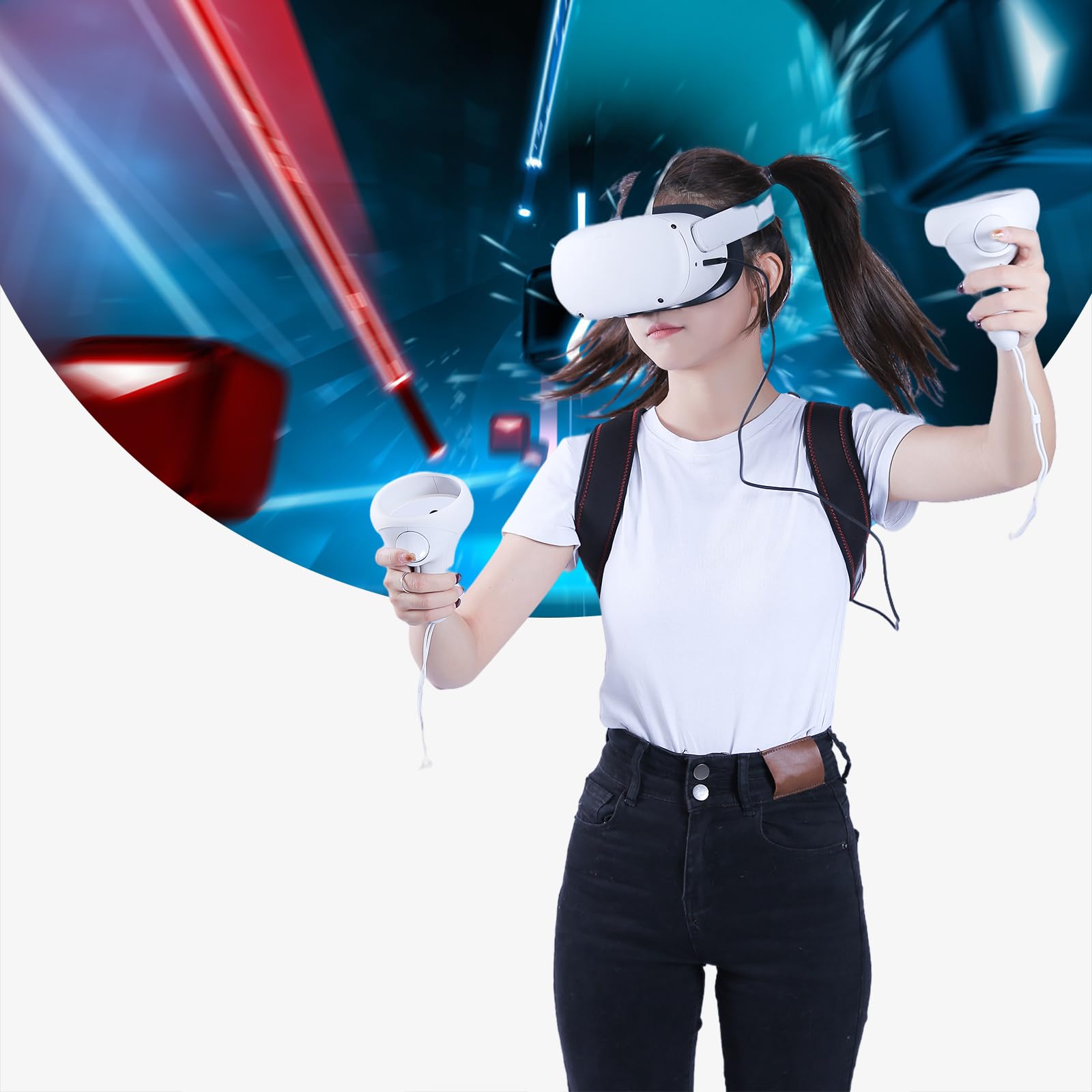 HZLucki Battery Back Brace Compatible with Oculus Quest 3/Quest 2/Quest Pro/Valve Index/Vision Pro and Other VR Head Strap, Adjustable Posture Corrector Enhanced Comfort Support for Men & Women