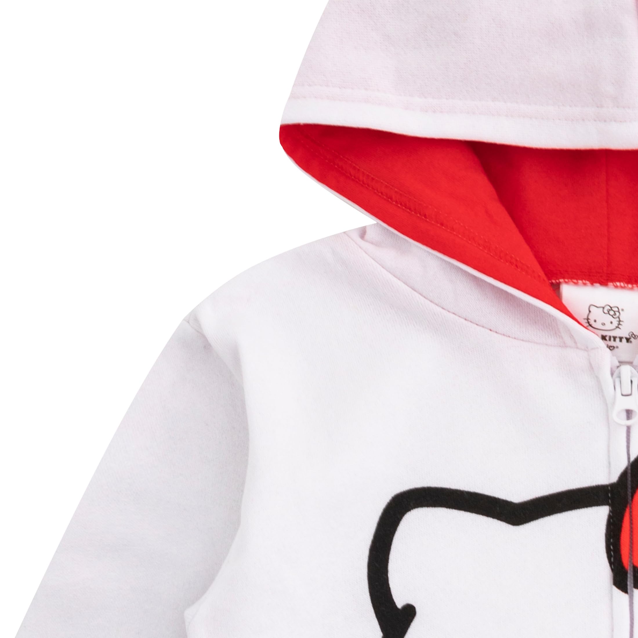 Hello Kitty Girls Zip Up Hooded Sweatshirt for Infant, Toddler and Little Kids White
