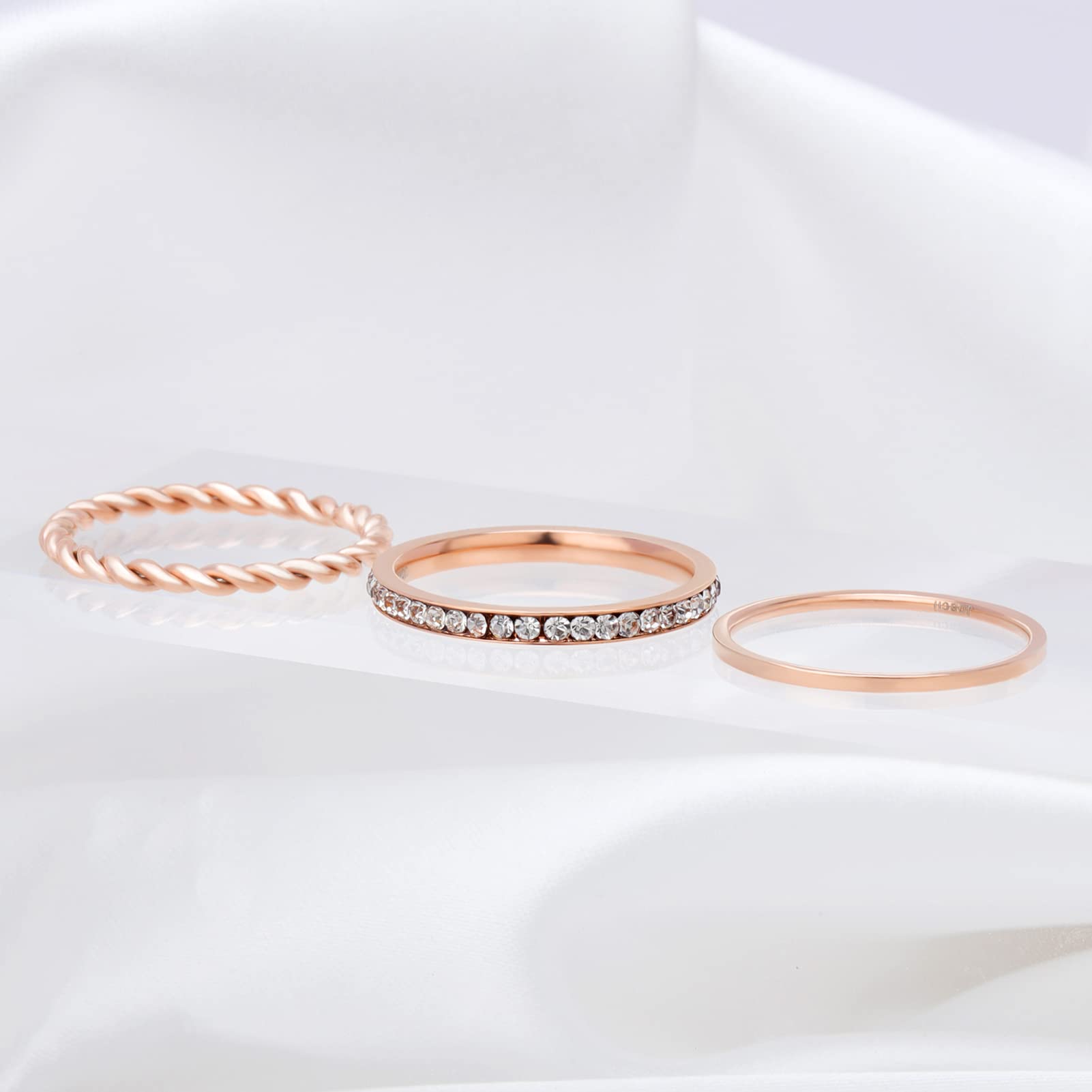 Joacii Engagement Rings for Women Rose Gold Plated Knuckle Rings Aesthetic Rings Set Comfort Fit Size 8