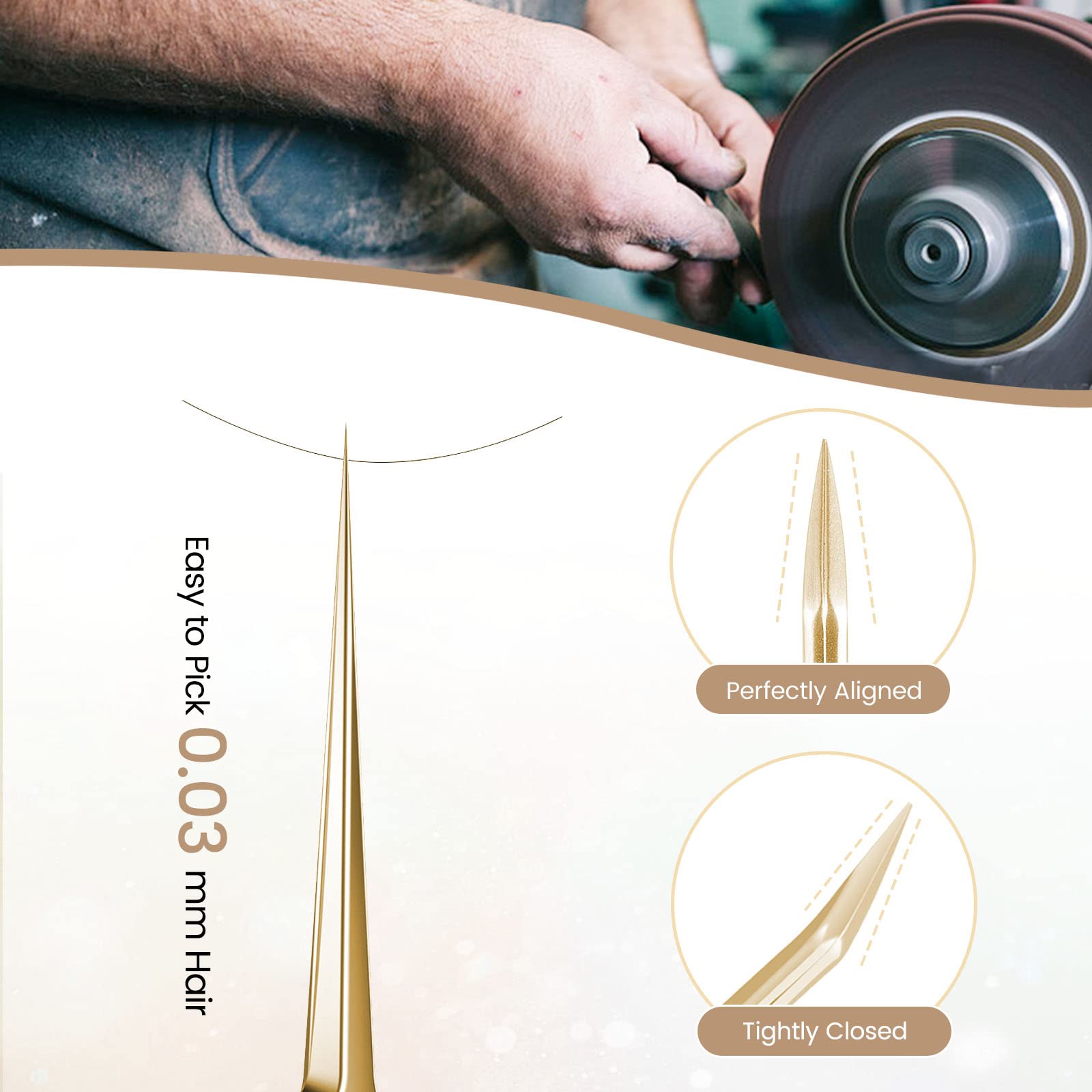 LANKIZ Lash Tweezers for Eyelash Extensions - Premium Stainless Steel Curved Tip Design for Precision Eyelash Extension Application - Non-Slip Grip for Comfort and Reduced Fatigue - L-shaped Tweezers