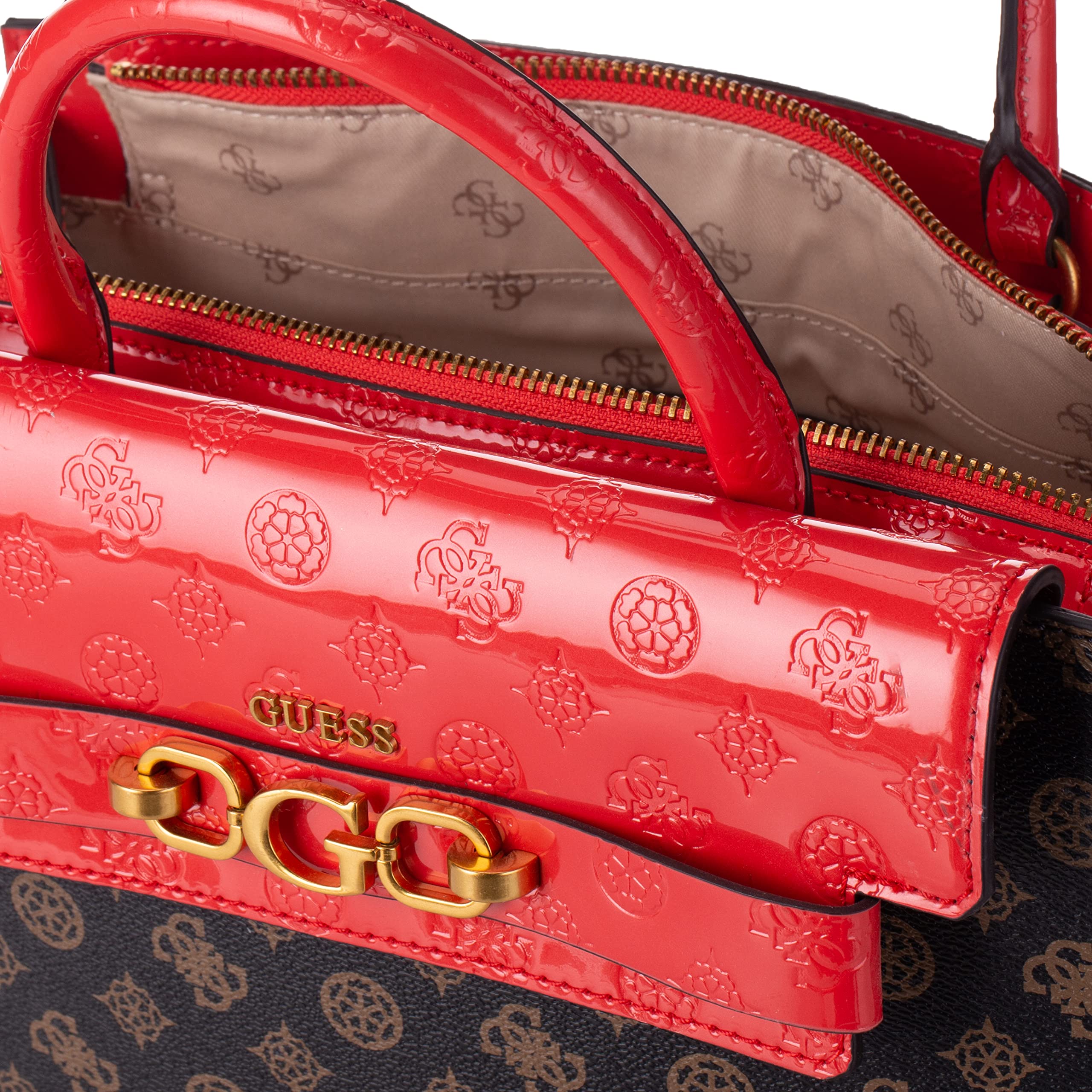 GUESS Zira High Society Satchel, Mocha Logo/Poppy