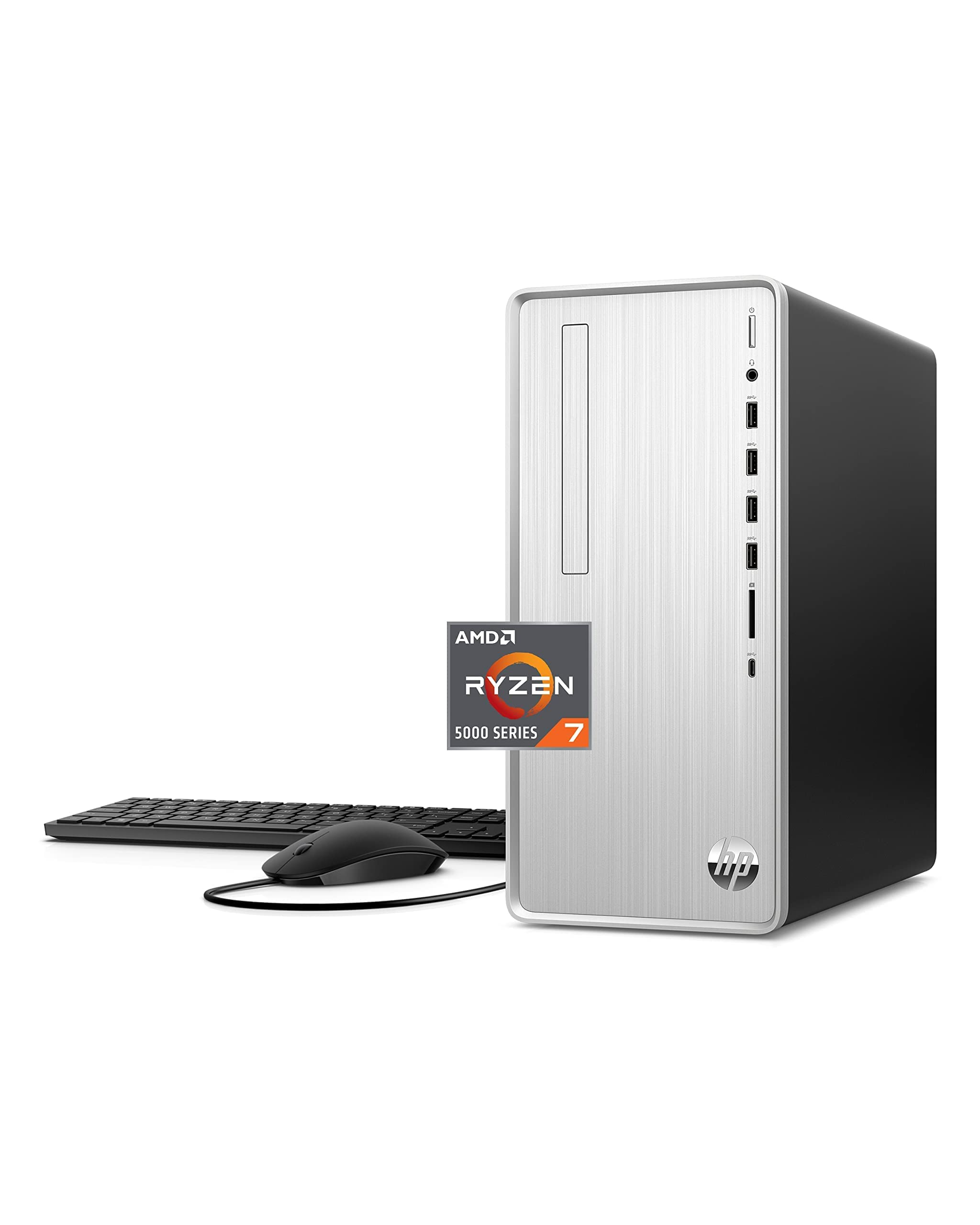 HP 2022 Newest Pavilion Desktop PC, AMD Ryzen 7 5700G (8 cores), 32GB RAM, 1TB SSD, 2TB HDD, AMD Radeon Graphics, Wi-Fi, Bluetooth, Keyboard and Mouse Combo, Windows 11 Home, Bundle with JAWFOAL