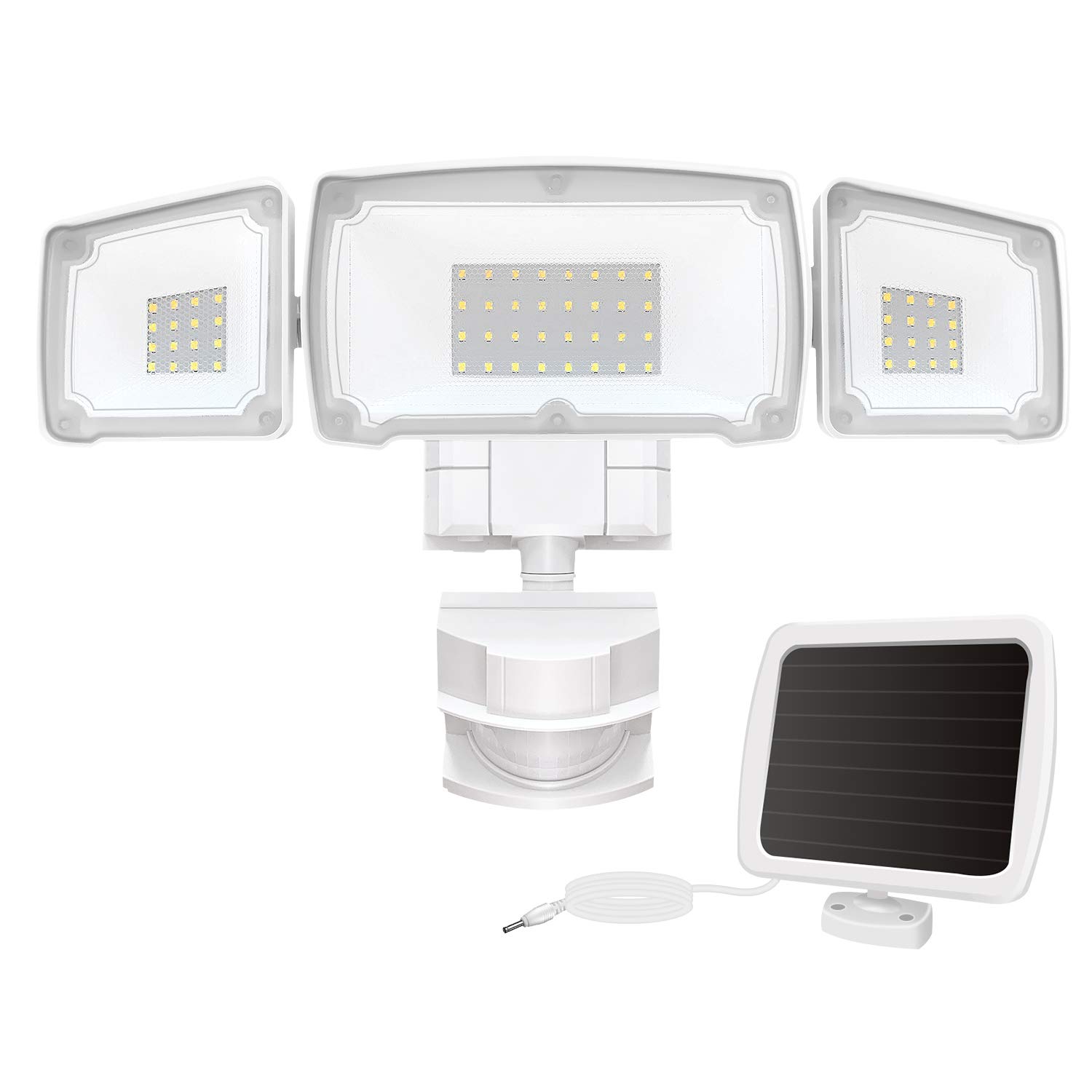GSBLUNIE Solar Security Lights Outdoor,Super Bright Solar Motion Sensor Light with 3 Adjustable Heads,1500ML 6000K,IP65 Waterproof Flood Light Outdoor for Garage,Yard,Patio,Entryways,Garden