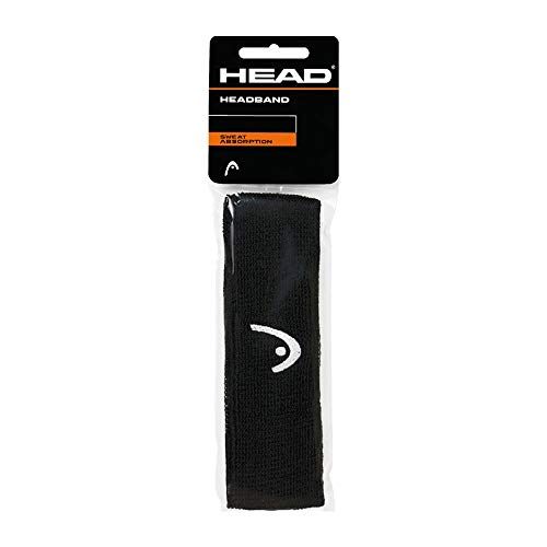 HEAD Headband - Tennis Sweatbands for Women and Men - Sweat Absorption Head Bands, Black