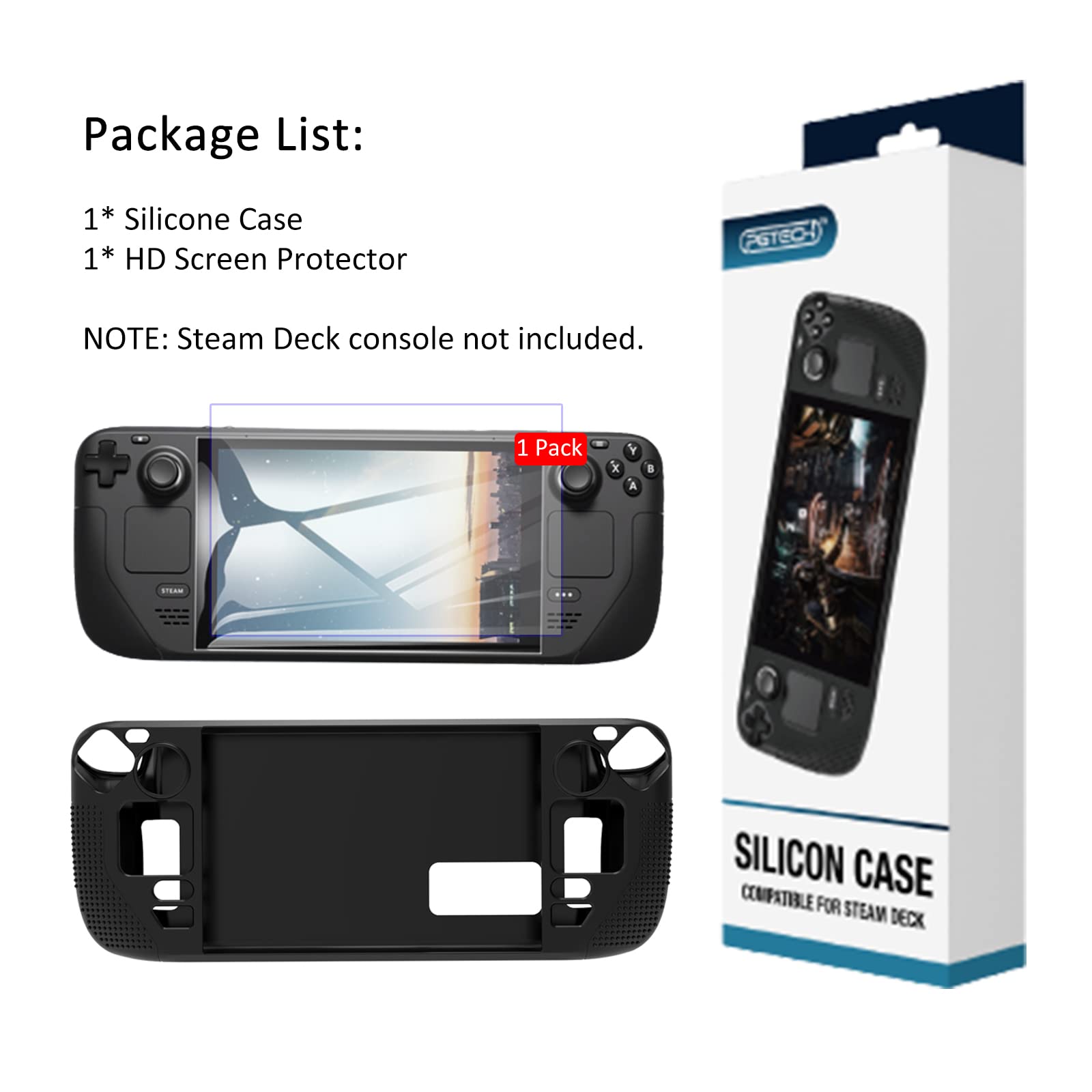 Joso Protective Case for Steam Deck, Precise Alignment of Holes, Anti-Slip & Sweat-Proof, Silicone Cover for Steam Deck Accessories