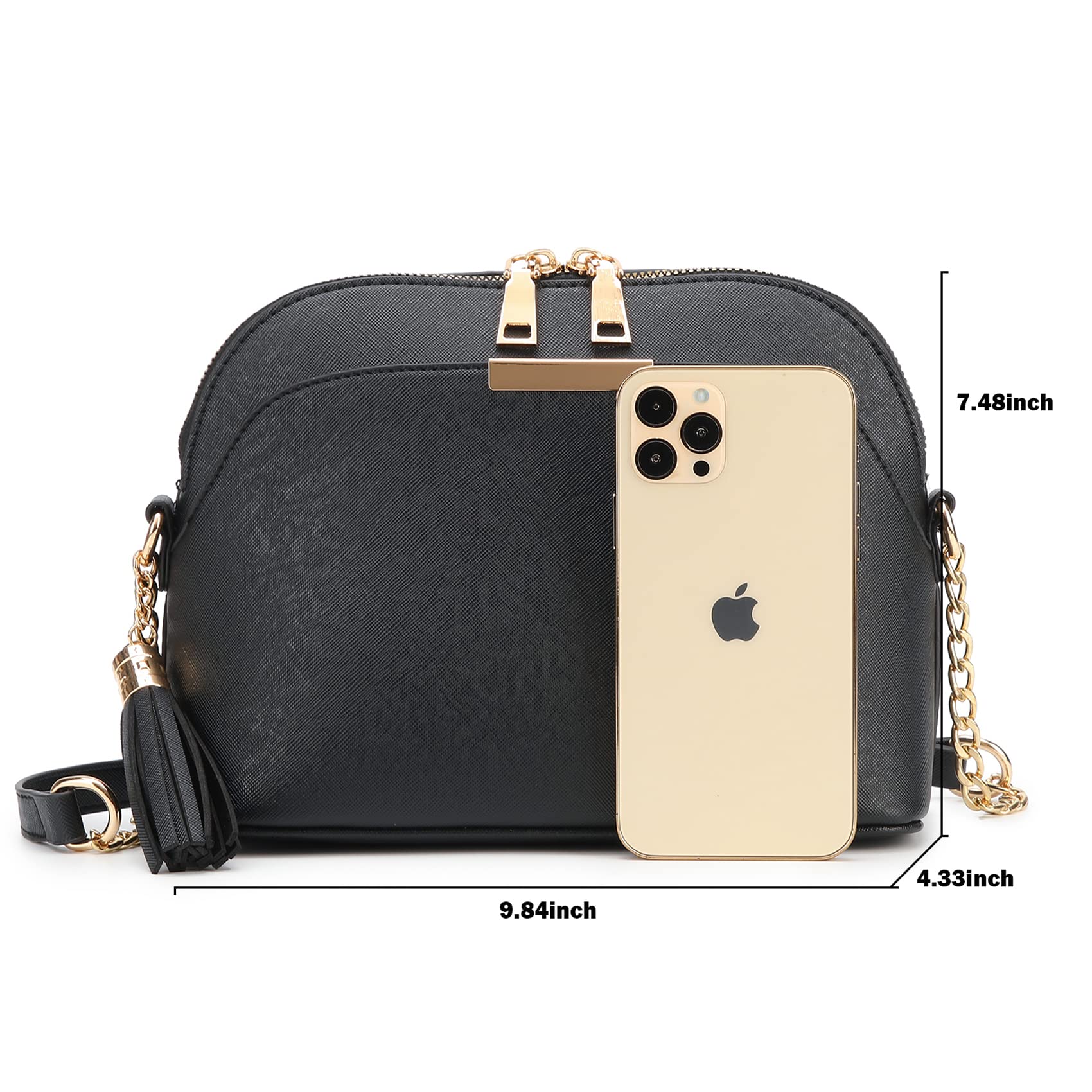 IHAYNER Crossbody Bag Medium Shoulder Bag for Women Lightweight Dome Purse With Tassel