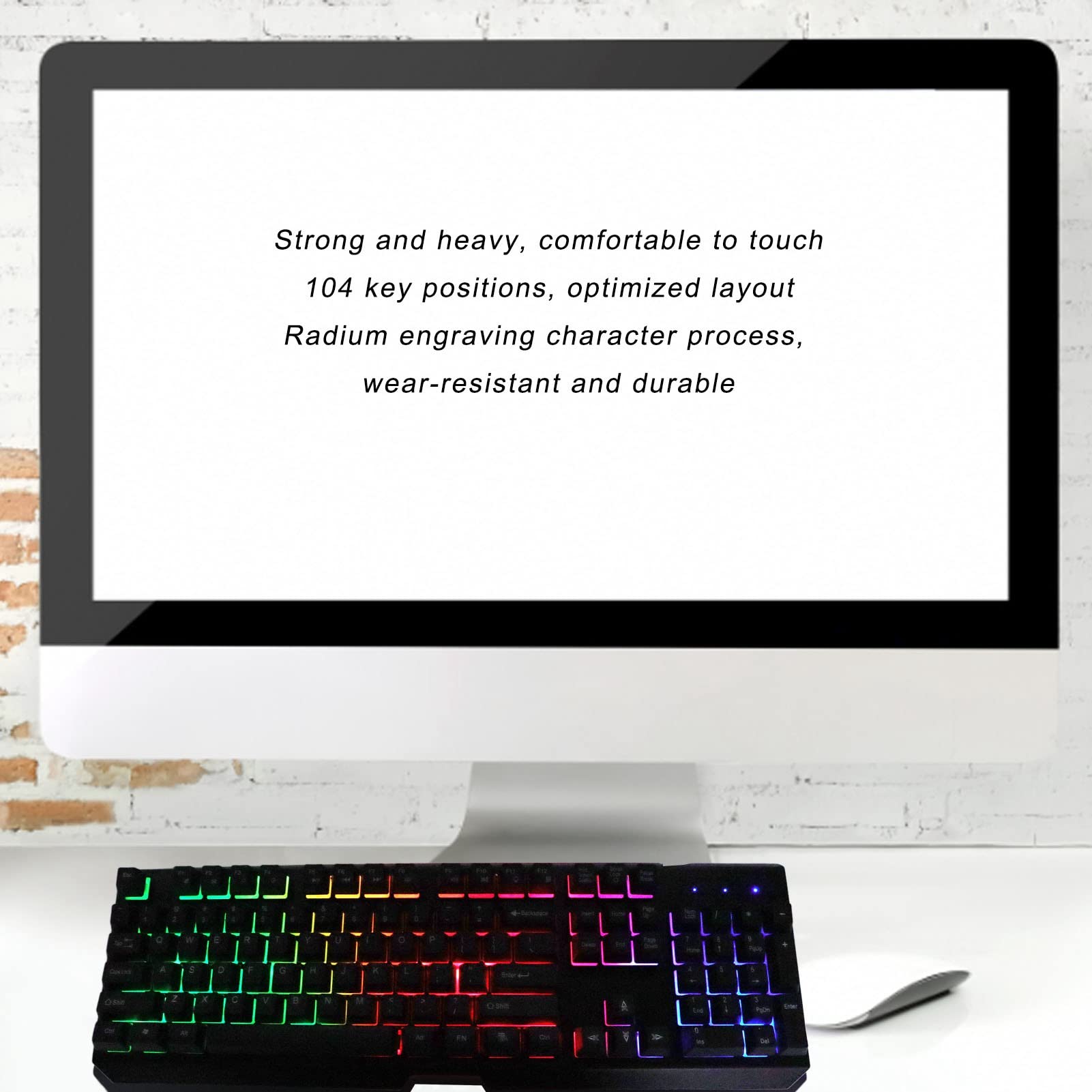 Mechanical Gaming Keyboard, Wired RGB Gaming Keyboard with Ergonomic Wrist Rest, 104 Keys USB Computer Keyboard for Laptop/Desktop/PC (Black)