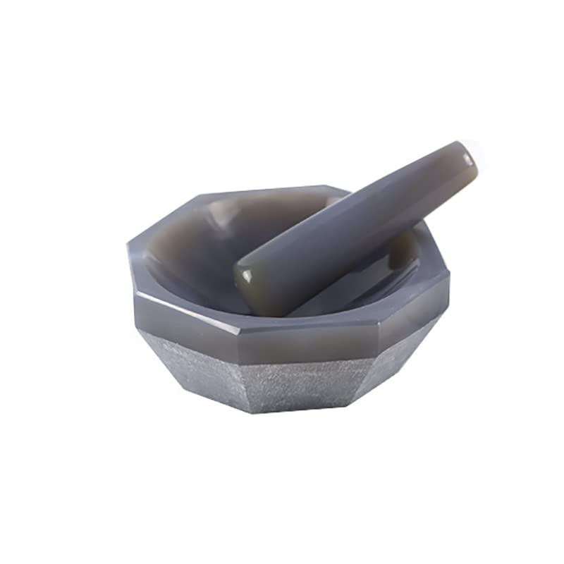 LAB4US Agate Mortar and Pestles Set ID 80mm Natural Agate Grinder for Lab Grinding Polished Brazilian Agate Internal Diameter 80mm, External Diameter 100mm; Depth 24mm; Hardness 7-7.2(80mm)